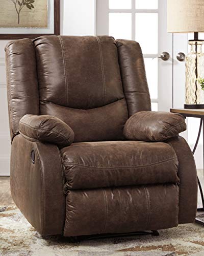 Signature Design by Ashley Bladewood Faux Leather Pebble Manual Zero Wall Recliner, Brown