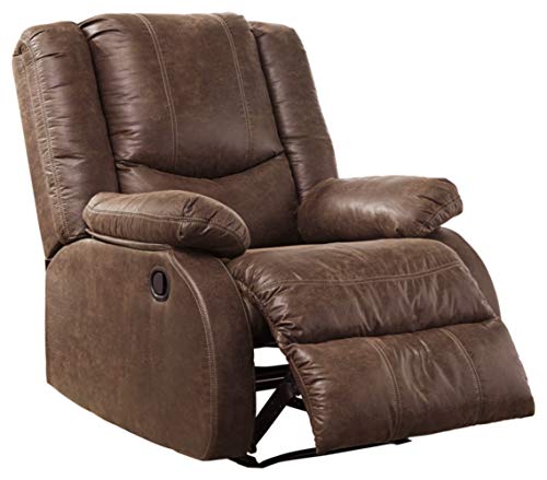 Signature Design by Ashley Bladewood Faux Leather Pebble Manual Zero Wall Recliner, Brown