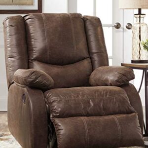 Signature Design by Ashley Bladewood Faux Leather Pebble Manual Zero Wall Recliner, Brown