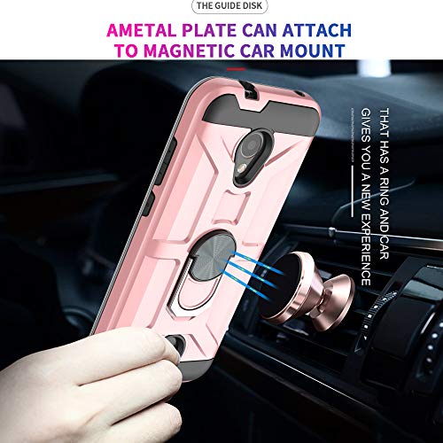 YmhxcY Coolpad Legacy S Case with HD Screen Protector 360 Degree Rotating Ring Kickstand Holder Dual Layers of Shockproof Phone Case for Coolpad Legacy S-ZS Rose Gold