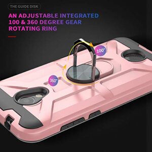 YmhxcY Coolpad Legacy S Case with HD Screen Protector 360 Degree Rotating Ring Kickstand Holder Dual Layers of Shockproof Phone Case for Coolpad Legacy S-ZS Rose Gold