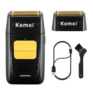 kemei double foil professional electric shaver for razors head for bald barber supplies hair & beard trimmer cordless rechargeable gifts for men fathers husband boyfriend