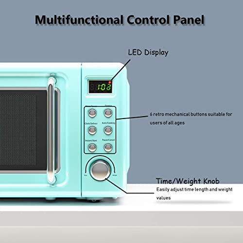 Nightcore Countert Retro Microwave Oven, Large 0.7Cu.ft, 700-Watt, Cold Rolled Steel Countertop with Time Setting, Glass Turntable Plate, Pre-Programmed Cooki, 18"(L)×14"(W)×10"(H), Green