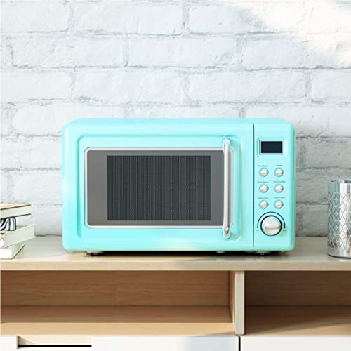 Nightcore Countert Retro Microwave Oven, Large 0.7Cu.ft, 700-Watt, Cold Rolled Steel Countertop with Time Setting, Glass Turntable Plate, Pre-Programmed Cooki, 18"(L)×14"(W)×10"(H), Green