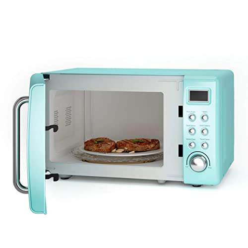 Nightcore Countert Retro Microwave Oven, Large 0.7Cu.ft, 700-Watt, Cold Rolled Steel Countertop with Time Setting, Glass Turntable Plate, Pre-Programmed Cooki, 18"(L)×14"(W)×10"(H), Green