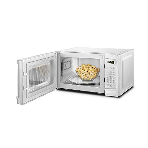 Danby DBMW0720BWW 0.7 Cu.Ft. Countertop Microwave In White - 700 Watts, Small Microwave With Push Button Door