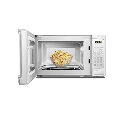 Danby DBMW0720BWW 0.7 Cu.Ft. Countertop Microwave In White - 700 Watts, Small Microwave With Push Button Door