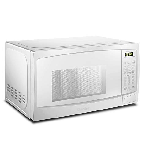 Danby DBMW0720BWW 0.7 Cu.Ft. Countertop Microwave In White - 700 Watts, Small Microwave With Push Button Door