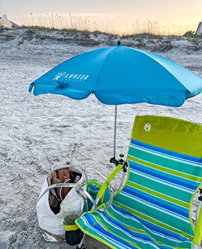 AMMSUN Chair Umbrella with Universal Clamp 43 inches UPF 50+,Portable Clamp on Patio / Beach Chair,Stroller,Sport chair,Wheelchair and Wagon,Bright Blue