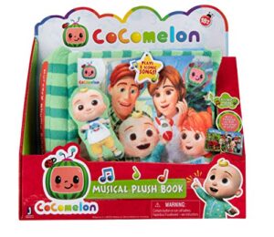 cocomelon nursery rhyme singing time plush book, featuring tethered jj plush character toy, for jj’s daily musical adventures – books for babies and young children