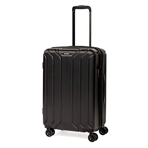 NONSTOP NEW YORK Luggage Expandable Spinner Wheels hard side shell Travel Suitcase Set 3 Piece (Black, 3-Piece Set (20/24/28) W/Power Bank)