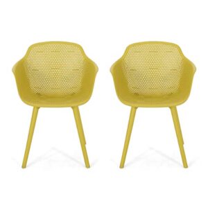 christopher knight home davina outdoor dining chair (set of 2), yellow