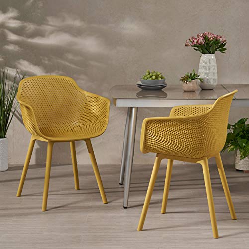 Christopher Knight Home Davina Outdoor Dining Chair (Set of 2), Yellow