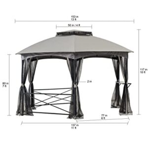 Sunjoy Ashton 14.7x14.7 ft. 2-Tone Hexagon Steel Gazebo with 2-Tier Dome Roof, Gray