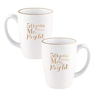 Canopy Street 50th Anniversary Mug Set / 50th Anniversary Mr. And Mrs. Always Right Coffee Mugs / 15 Ounce Anniversary Mugs/Fiftieth Anniversary Party