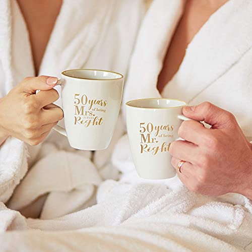 Canopy Street 50th Anniversary Mug Set / 50th Anniversary Mr. And Mrs. Always Right Coffee Mugs / 15 Ounce Anniversary Mugs/Fiftieth Anniversary Party