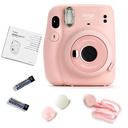 Fujifilm Instax Mini 11 Instant Camera - Blush Pink (16654774) + Fujifilm Instax Mini Twin Pack Instant Film (60 Sheets) + Batteries + Case - Instant Camera Bundle