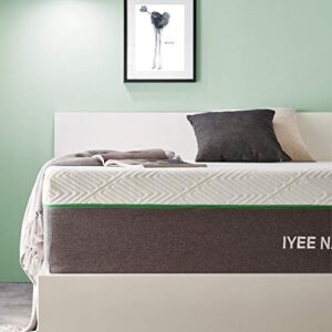 iyee nature queen size mattress, 10 inch cooling-gel memory foam mattress bed in a box, 80”*60”*10”, certipur-us certified, medium firm, grey - queen