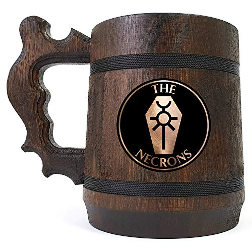 Necrons Wooden Beer Mug, 40k Engraved Beer Stein, Custom Beer Gift for Gamer, Handmade Wooden Tankard