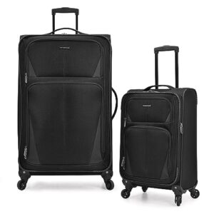 u.s. traveler aviron bay expandable softside spinner wheels, black, 2 piece luggage