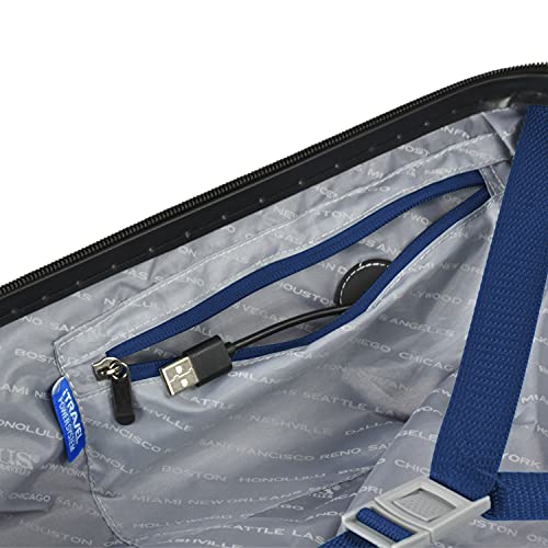 U.S. Traveler Boren Polycarbonate Hardside Rugged Travel Suitcase Luggage with 8 Spinner Wheels, Aluminum Handle, Navy, Checked-Large 30-Inch