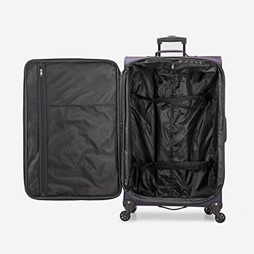 U.S. Traveler Aviron Bay Expandable Softside Luggage with Spinner Wheels, Purple, 30-Inch