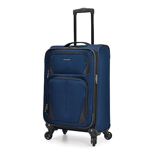 U.S. Traveler Aviron Bay Expandable Softside Luggage with Spinner Wheels, Navy, Carry-on 22-Inch