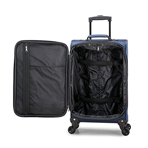 U.S. Traveler Aviron Bay Expandable Softside Luggage with Spinner Wheels, Navy, Carry-on 22-Inch