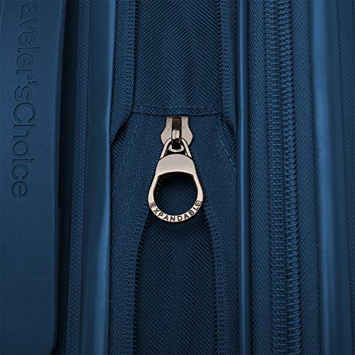 Traveler's Choice Pagosa Indestructible Hardshell Expandable Spinner Luggage, Navy, Carry-on