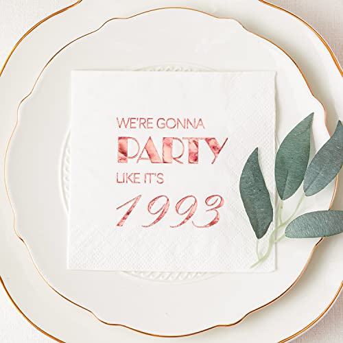 Crisky 30th Birthday Cocktail Napkins Rose Gold for Women 30th Birthday Party Decorations for Cake Dessert Berverage Table, 30th Birthday Party Supplies,50 Pcs Disposable Napkins, 3-Ply