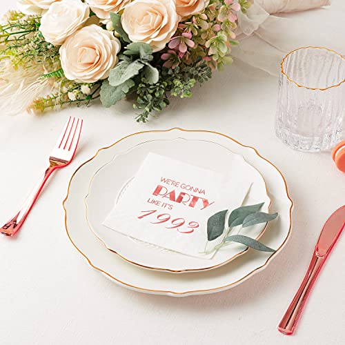 Crisky 30th Birthday Cocktail Napkins Rose Gold for Women 30th Birthday Party Decorations for Cake Dessert Berverage Table, 30th Birthday Party Supplies,50 Pcs Disposable Napkins, 3-Ply