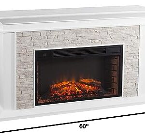 Canyon Heights Faux Stacked Stone Electric Fireplace - White