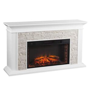 canyon heights faux stacked stone electric fireplace - white