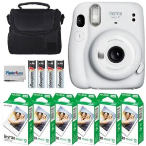 fujifilm instax mini 11 instant camera - fujifilm instax mini twin pack instant film (60 sheets) - instant camera bundle (white)