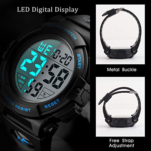 L LAVAREDO Mens Digital Watch Sports Military Watches Waterproof Outdoor Chronograph Wrist Watches for Men with LED Back Ligh/Alarm/Date