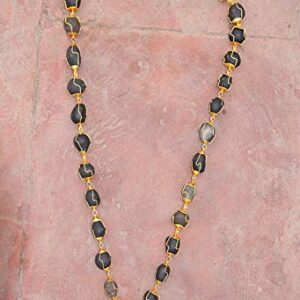 rudradivine Original Shaligram Shila Kantha with Gold Plated Cap Chain/Shaligram Big mala | Real Shaligram Stone from Gandak River Nepal | 32+1 Beads