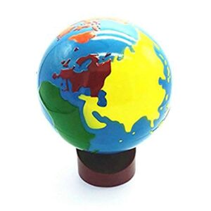 Baby Earth Globe Toys Montessori Earth Globe Plastic and Wood Material Learn to Know World Children Early Learning Teaching Aids (Multicolor)