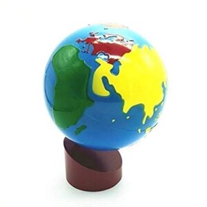 Baby Earth Globe Toys Montessori Earth Globe Plastic and Wood Material Learn to Know World Children Early Learning Teaching Aids (Multicolor)