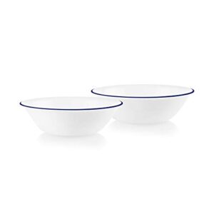 corelle style chip resistant 1qt (0.95l) rimmed bowl blue 2-pack