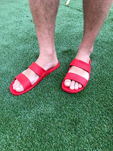 J-Slips Mens Hawaiian Jesus Sandals in 6 Cool Colors - Big Men Sizes (Red M9.5)