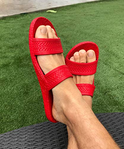 J-Slips Mens Hawaiian Jesus Sandals in 6 Cool Colors - Big Men Sizes (Red M9.5)