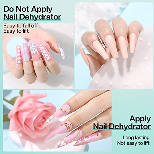 Morovan Acid Free Nail Dehydrator - Professional Dehydrator Nail Prep for UV Gel Nail Polish Acrylic Nails Fast Dry Dehydrator Nails 0.5 oz Natural Nail Primer Dehydrator Base Varnish Manicure Bonder