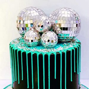 JeVenis Disco Ball Cake Decoration 70's Disco Cake Decoration Disco Ball Toppers Saturday Night Fever Party Supplies Disco Ball Dance Birthday Party Supplies