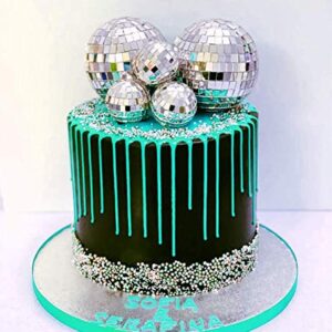 JeVenis Disco Ball Cake Decoration 70's Disco Cake Decoration Disco Ball Toppers Saturday Night Fever Party Supplies Disco Ball Dance Birthday Party Supplies