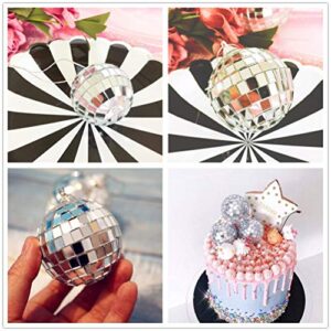 JeVenis Disco Ball Cake Decoration 70's Disco Cake Decoration Disco Ball Toppers Saturday Night Fever Party Supplies Disco Ball Dance Birthday Party Supplies