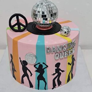 JeVenis Disco Ball Cake Decoration 70's Disco Cake Decoration Disco Ball Toppers Saturday Night Fever Party Supplies Disco Ball Dance Birthday Party Supplies