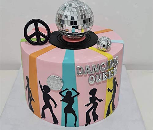 JeVenis Disco Ball Cake Decoration 70's Disco Cake Decoration Disco Ball Toppers Saturday Night Fever Party Supplies Disco Ball Dance Birthday Party Supplies