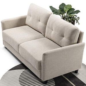 zinus ricardo sofa couch / tufted cushions / easy, tool-free assembly, beige