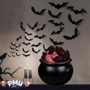 PMU Halloween Cauldron - Blow Mold Plastic Party Accessory - Candy Holder for Kids - Halloween Party Favors & Supplies - 12 Inch Black Pkg/1