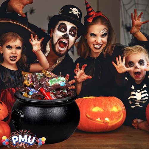 PMU Halloween Cauldron - Blow Mold Plastic Party Accessory - Candy Holder for Kids - Halloween Party Favors & Supplies - 12 Inch Black Pkg/1